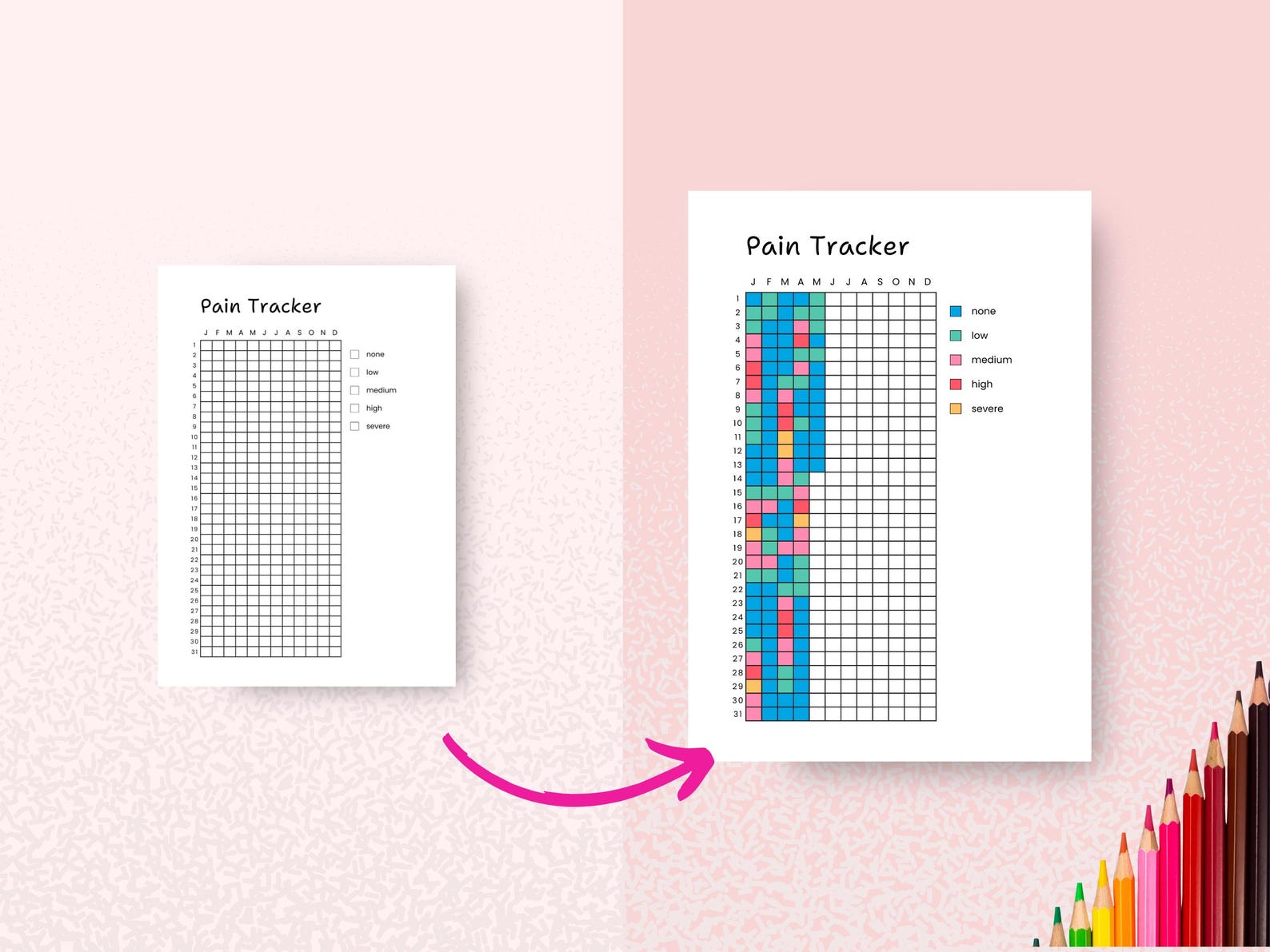 Pain Tracker, Monthly Pain Tracker, Printable Pain Log, Pain Journal ...
