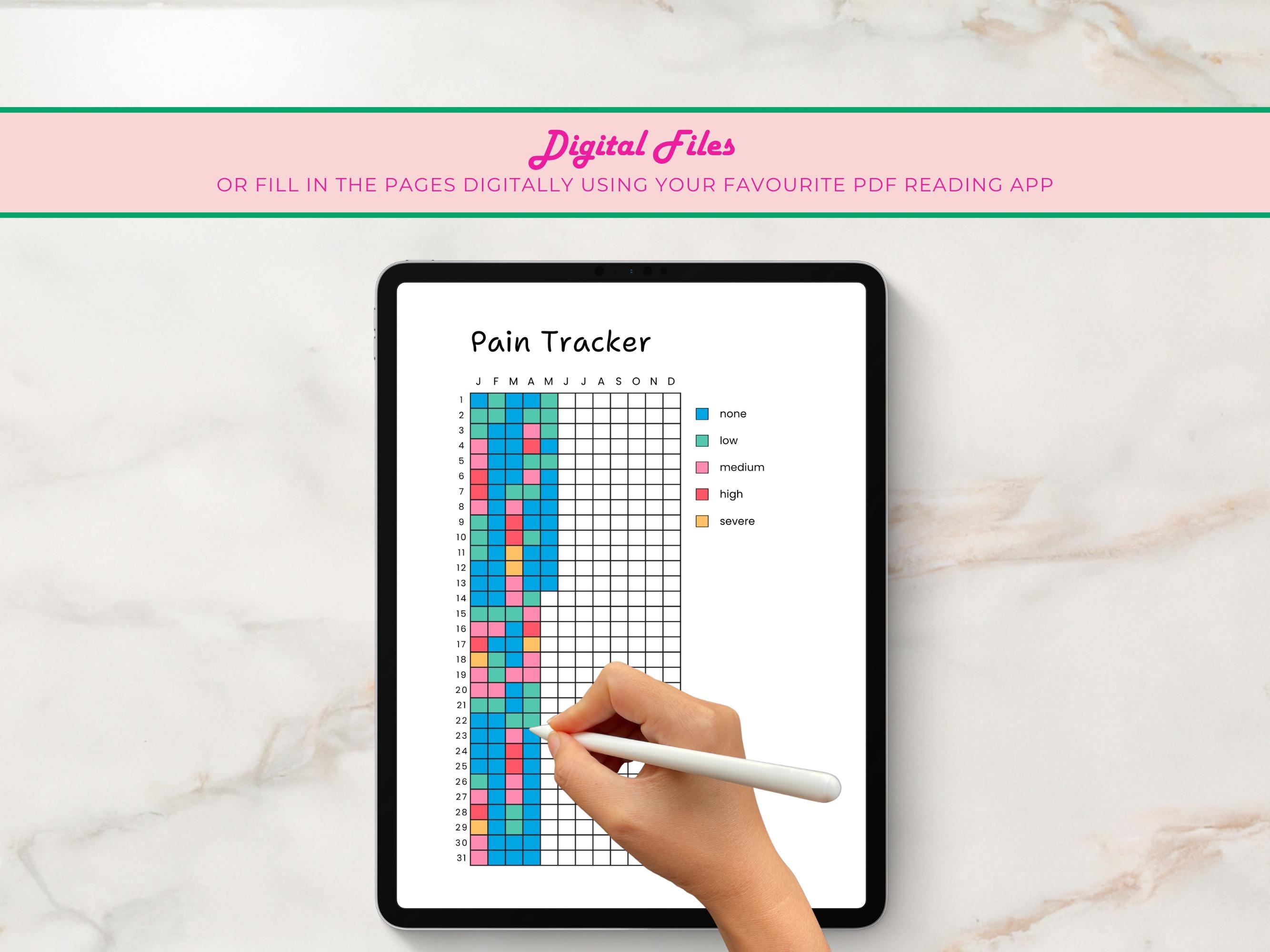 Pain Tracker, Monthly Pain Tracker, Printable Pain Log, Pain Journal ...