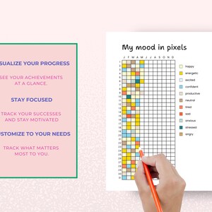 Mood in Pixels, Mood Journaling, Yearly Mood Tracker, Digital Planner ...