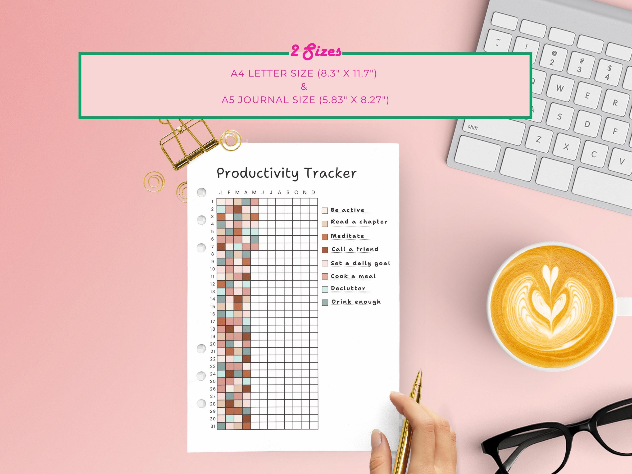 Productivity Tracker, Printable Journal Page, Digital Planner Pages ...