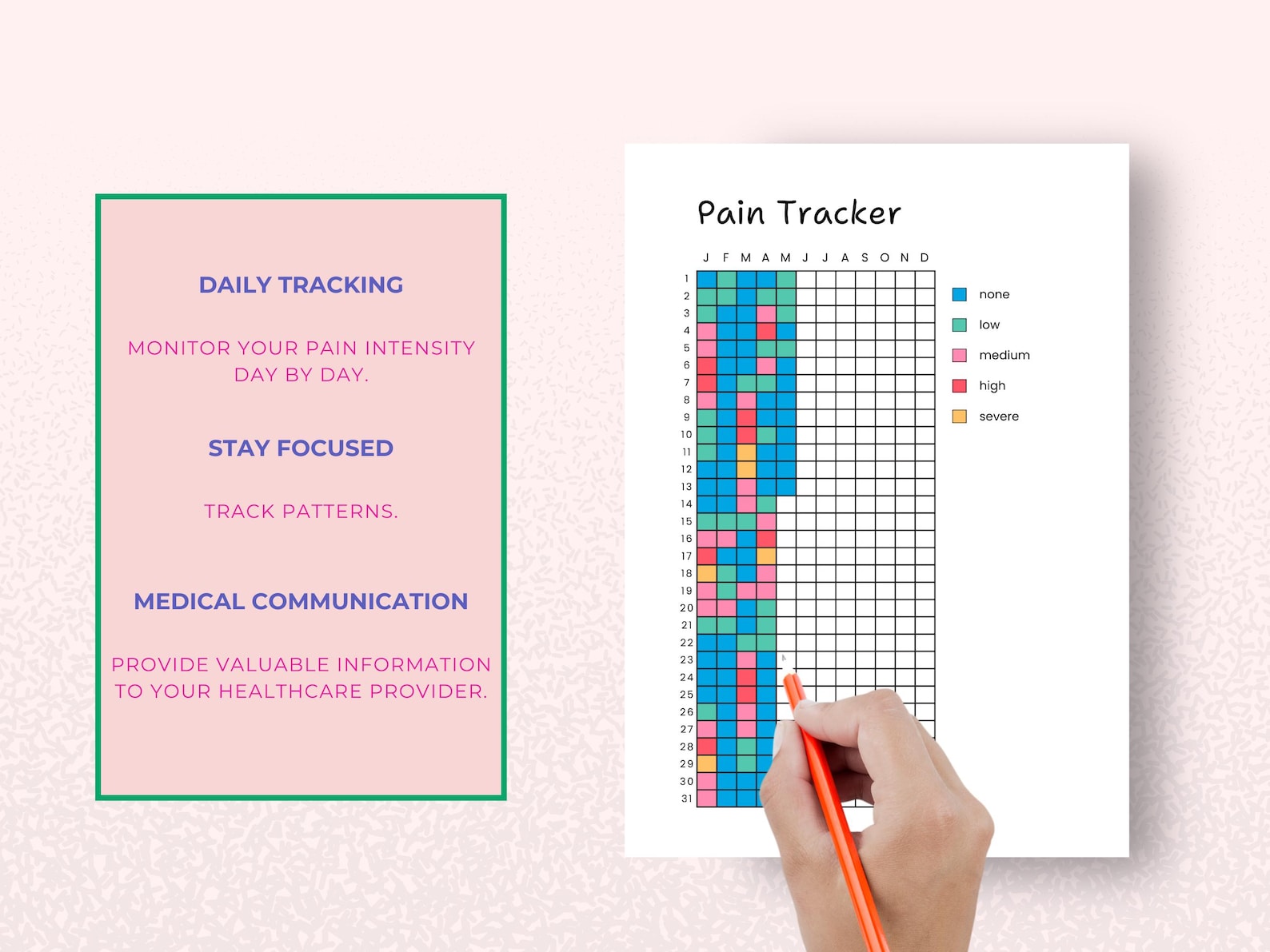 Pain Tracker, Monthly Pain Tracker, Printable Pain Log, Pain Journal ...