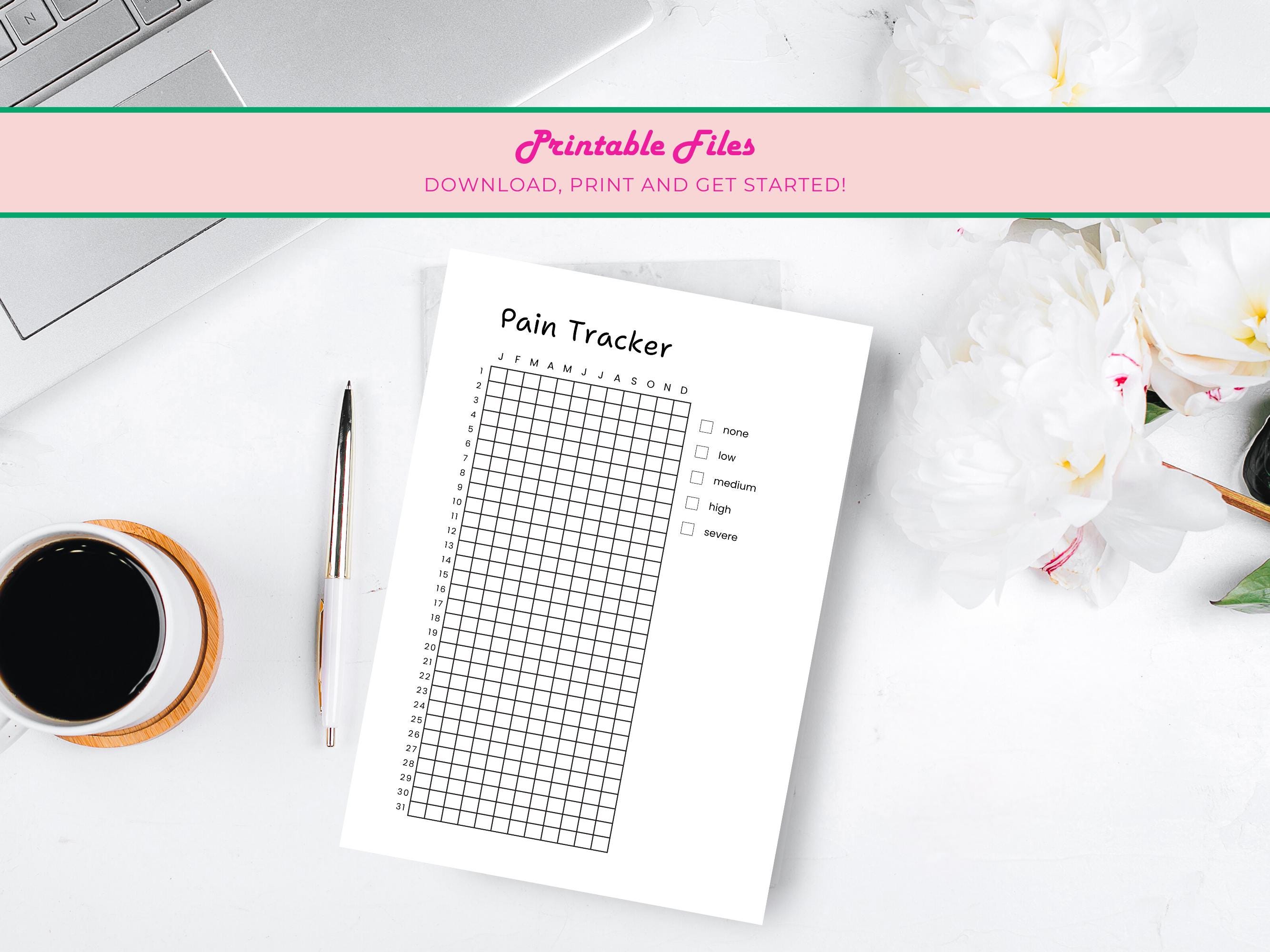 Pain Tracker, Monthly Pain Tracker, Printable Pain Log, Pain Journal ...