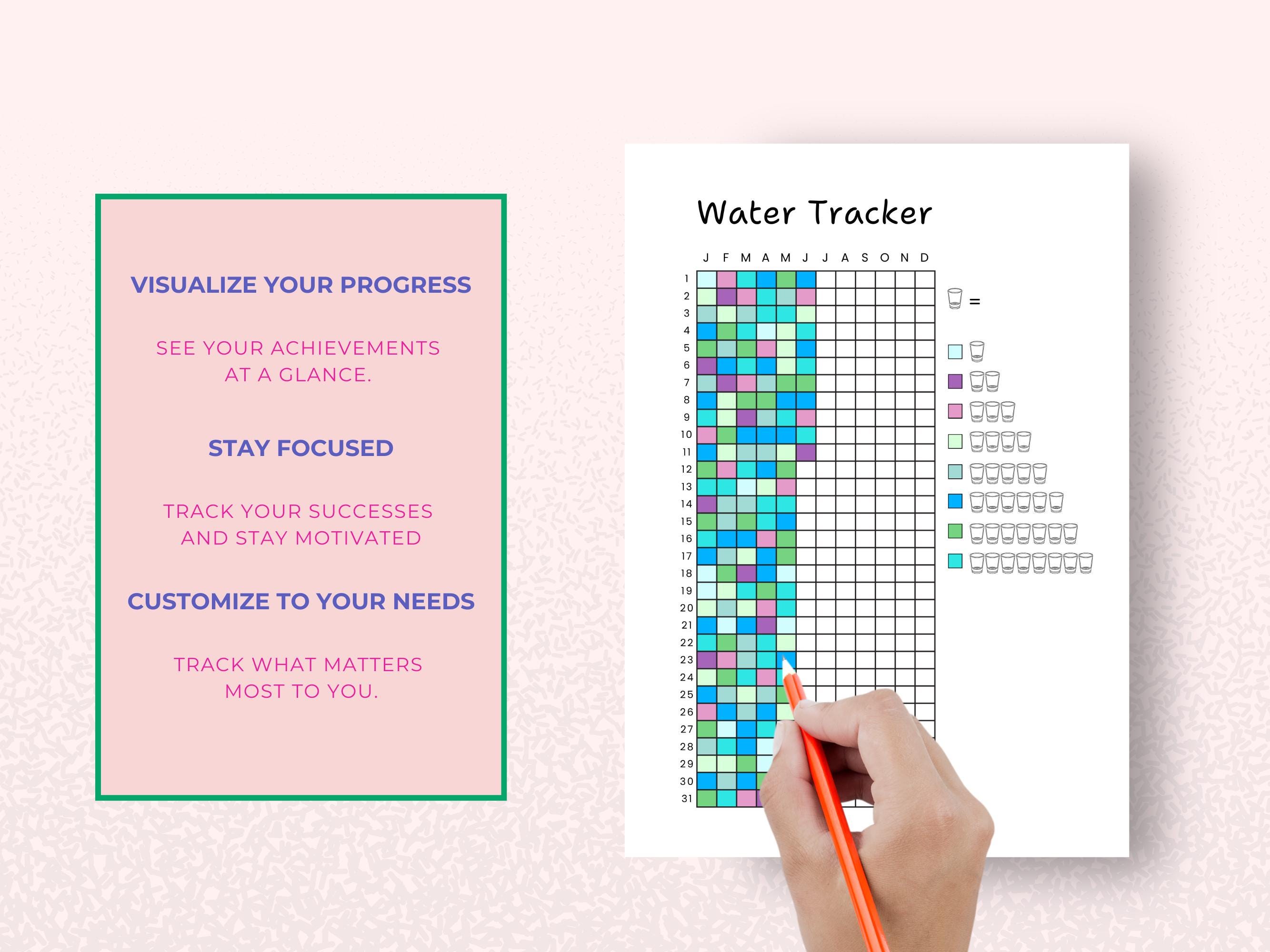 Water Tracker, Printable Hydration Tracker, Water Intake Tracker, Water ...