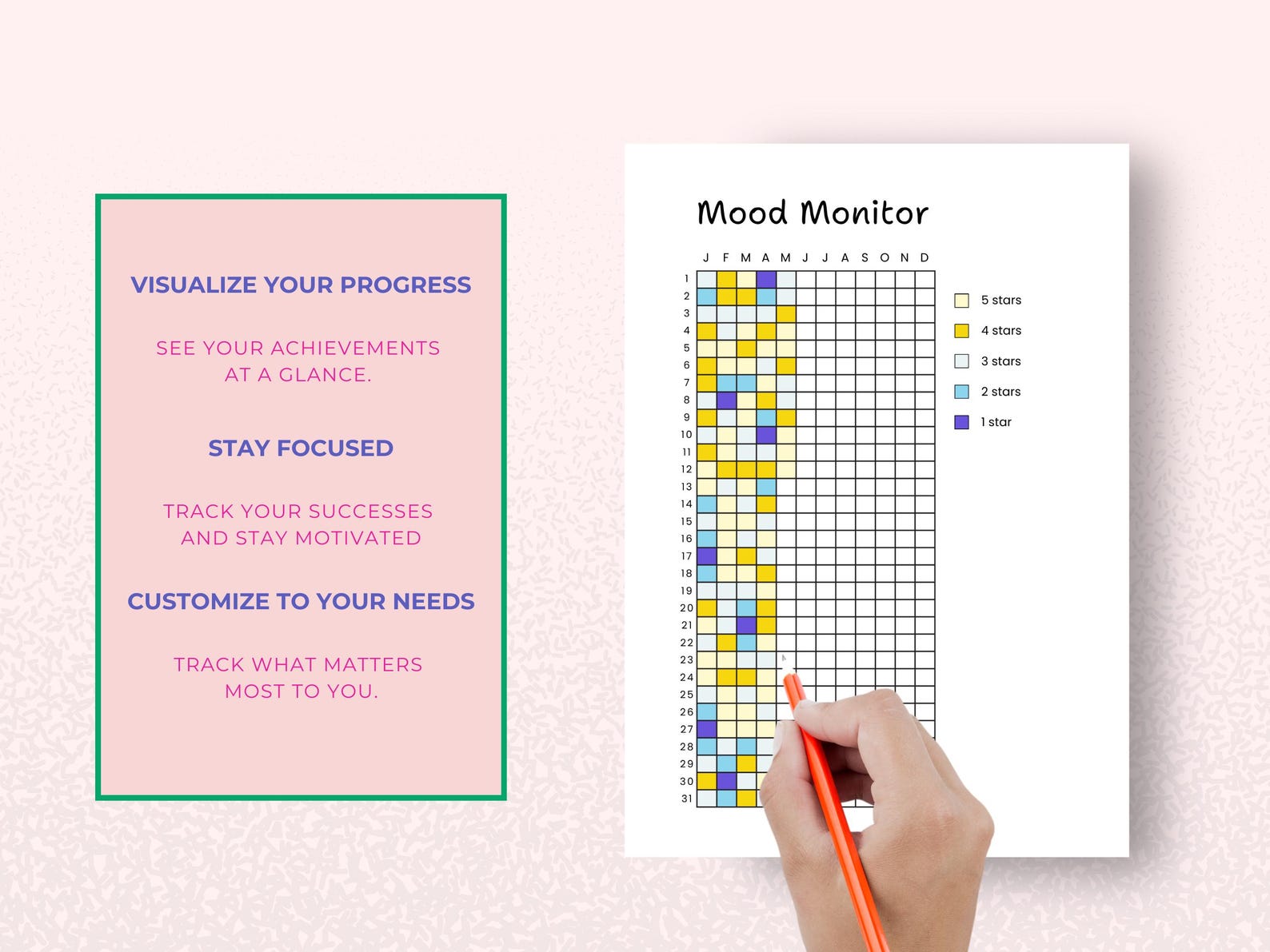 Mood Tracker, Daily Mood Tracker, Rate My Day, Printable Mood Tracker ...