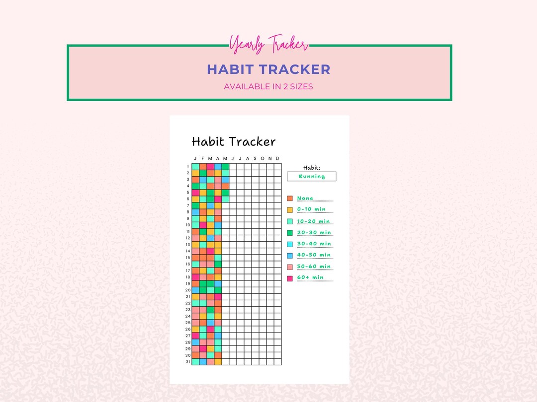 Habit Tracker - Printable Journal Page - Digital Planner Pages - Yearly ...