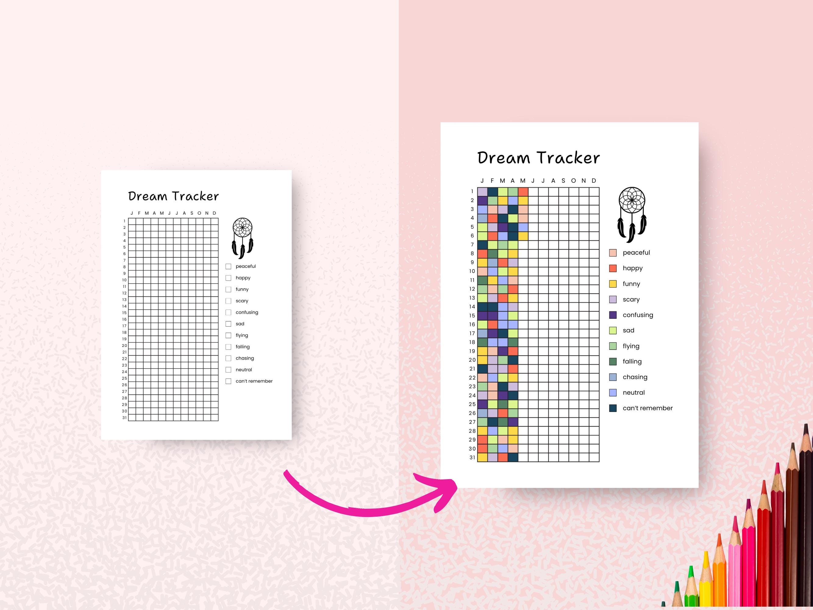 Dream Tracker, Printable Dream Journal, Dreams Diary, Dream Logging ...