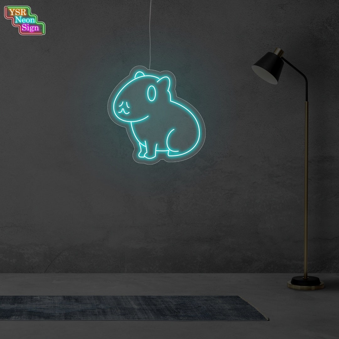 Capybara Neon Sign, Cute Baby Capybara Light Sign, Animal Baby Neon ...