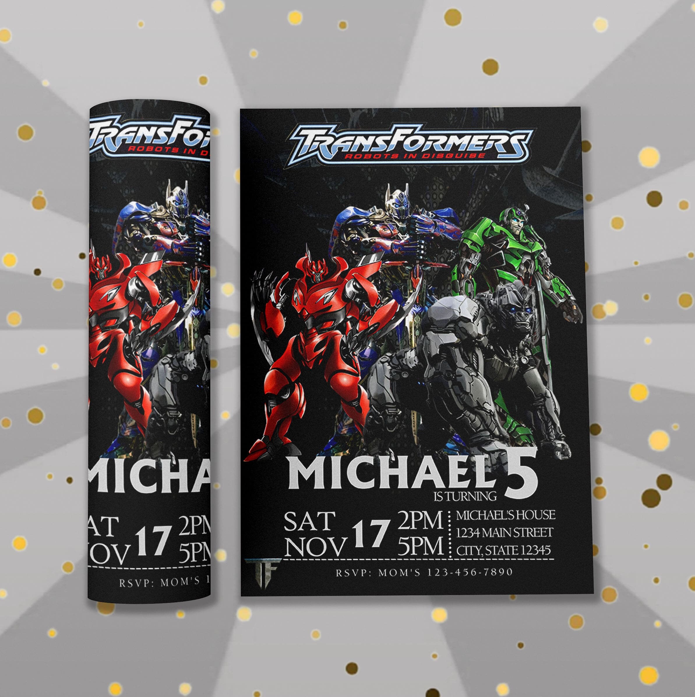 Invitación imprimible, invitación de cumpleaños de Transformers Rise of ...