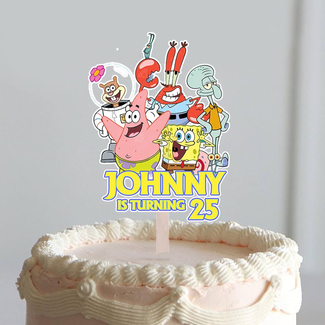 Sponge Cake Topper, Personalized Sponge Themed Birthday, Custom Sponge ...