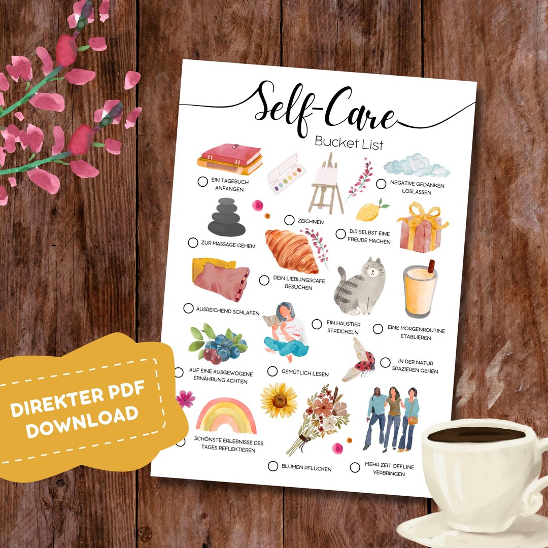 Self-care Bucket List in German to Print and Check off | To-do List for ...