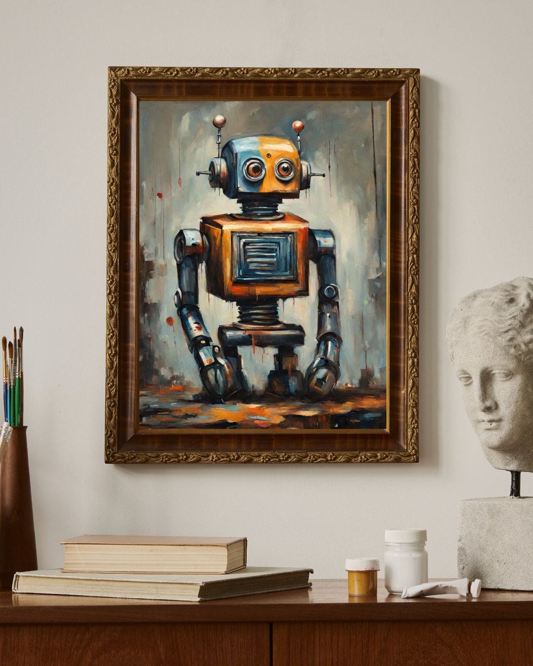 Robot Artwork Futuristic Digital Print Contemporary Wall Decor Modern ...
