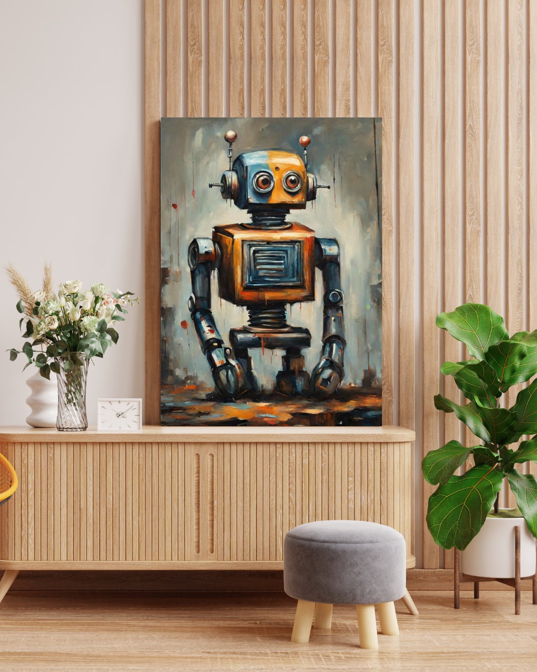 Robot Artwork Futuristic Digital Print Contemporary Wall Decor Modern ...