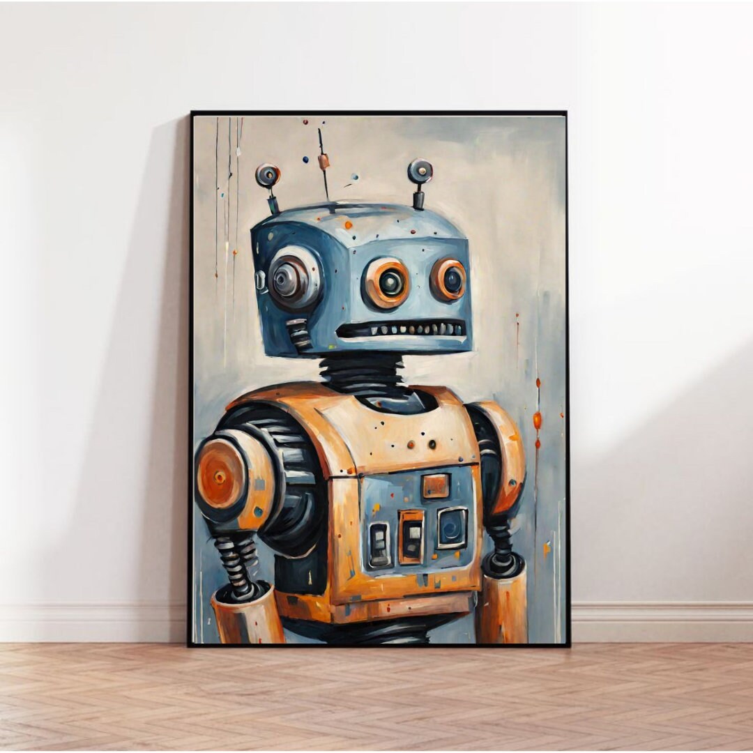 Robot Artwork Futuristic Digital Print Contemporary Wall Decor Modern ...
