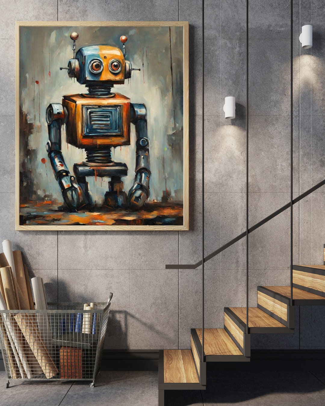 Robot Artwork Futuristic Digital Print Contemporary Wall Decor Modern ...