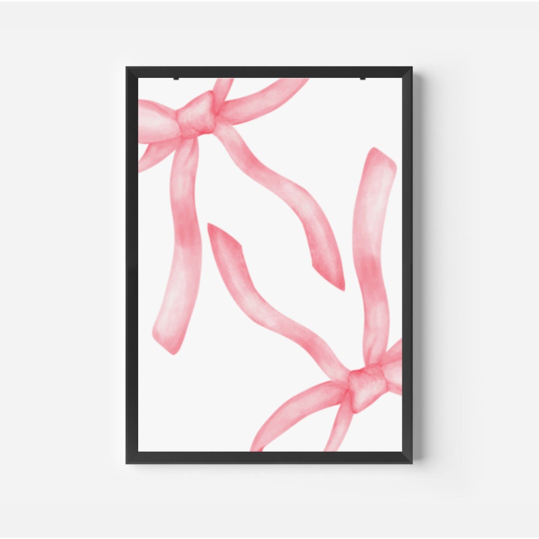 Pink Bow Trendy Coquette Pink Aesthetic Poster Wall Decor Trendy Wall ...