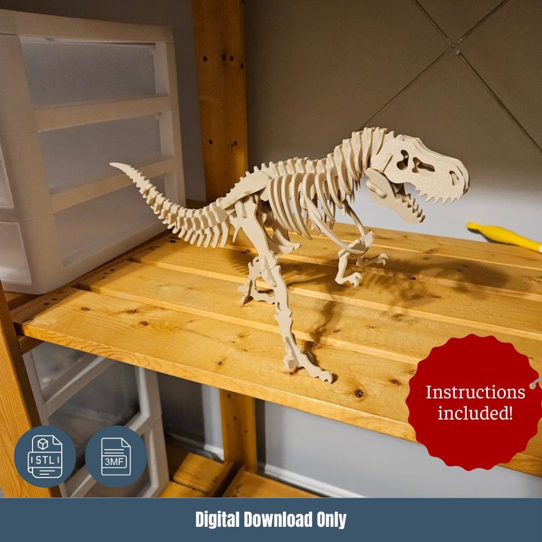 3D T-rex Skeleton Puzzle Printing File Figure Toy STL File Dinosaur ...