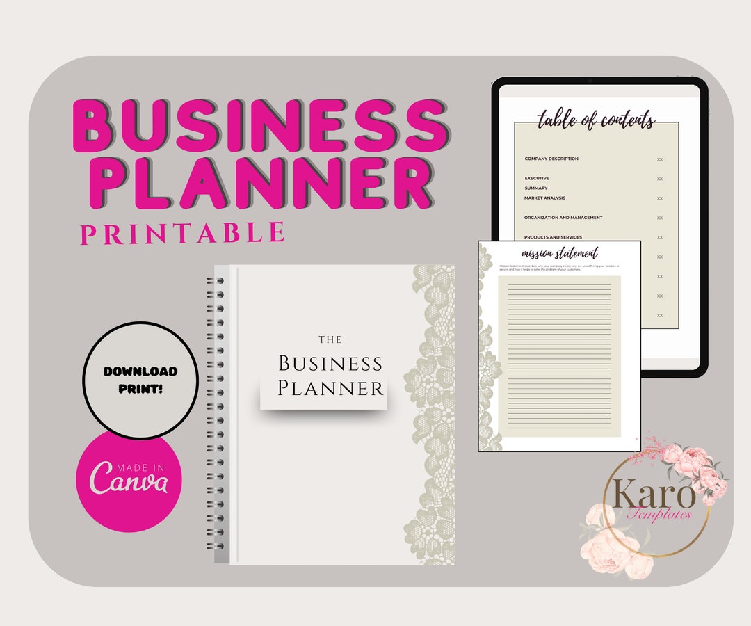 Business Planner | Printable Planner Templates | Business Canva | Done ...