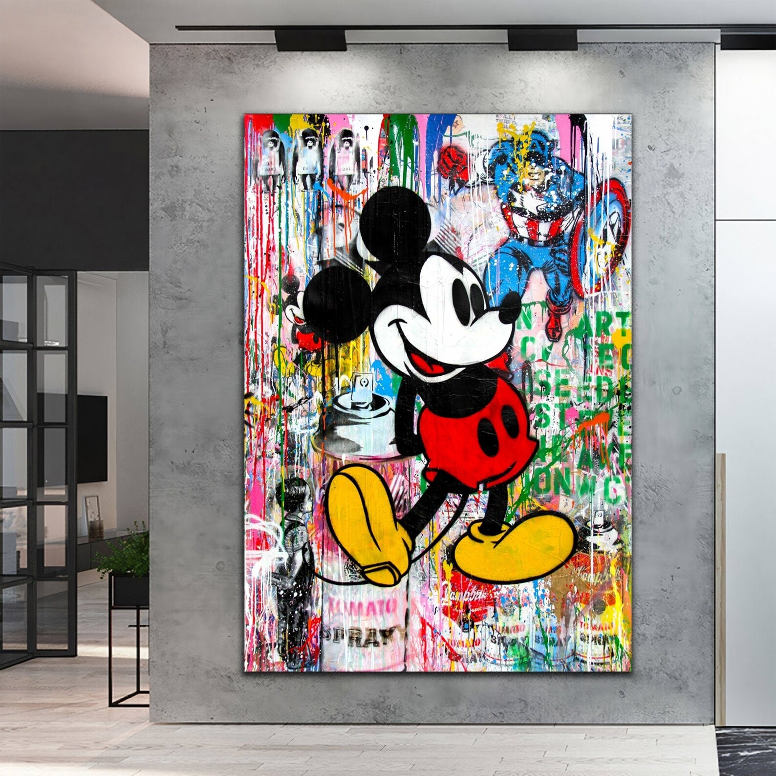 Mickey Mouse Banksy Pop Art Print Cartoon Home Decor Wall Art Luxury ...