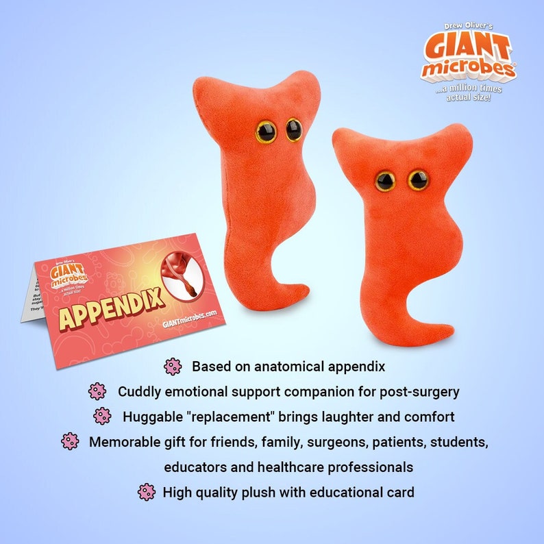 Giantmicrobes Appendix Plush, Appendix Stuffed Animal, Organ Toy, Funny ...