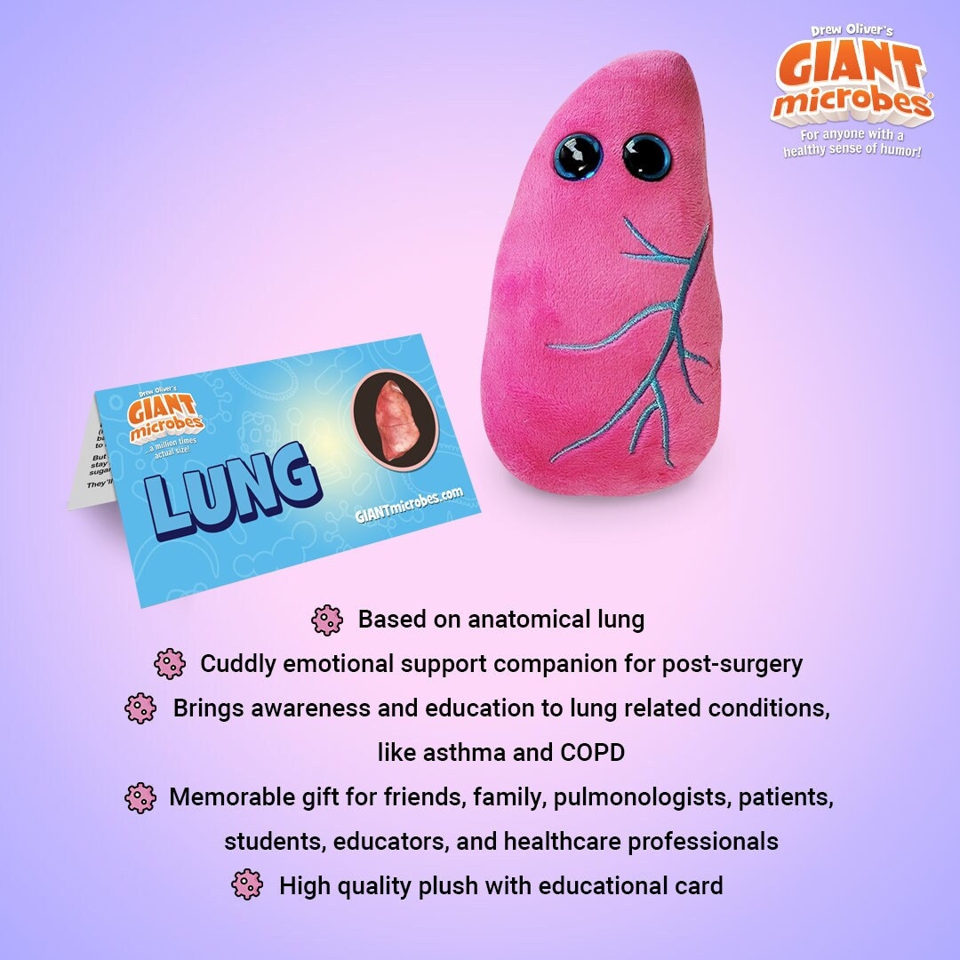 Giantmicrobes Lung Plush, Lung Stuffed Animal, Lung Cancer Gift ...