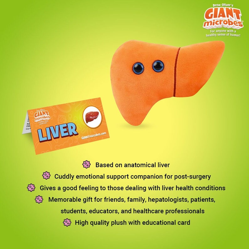 Giantmicrobes Liver Plush, GI Nurse Gift, Get Well Gifts ...