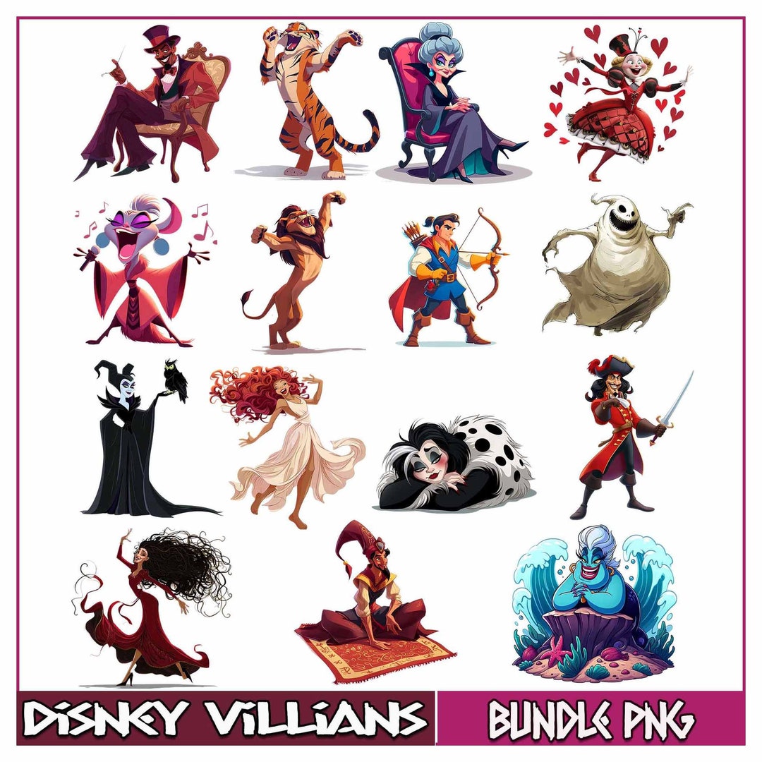 Villains Digital Download, Villains Png Clipart Bundle, Villains ...