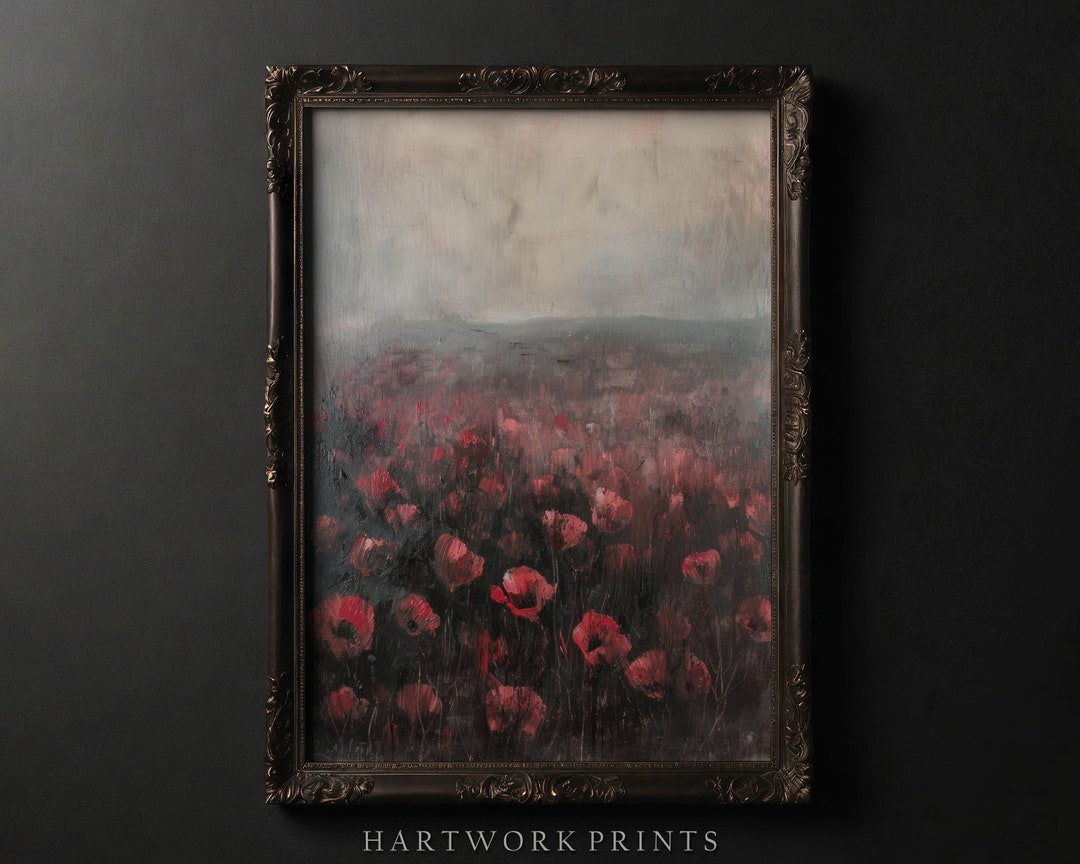 Poppy Field | Printable Dark Academia Wall Art, Vintage Dark ...