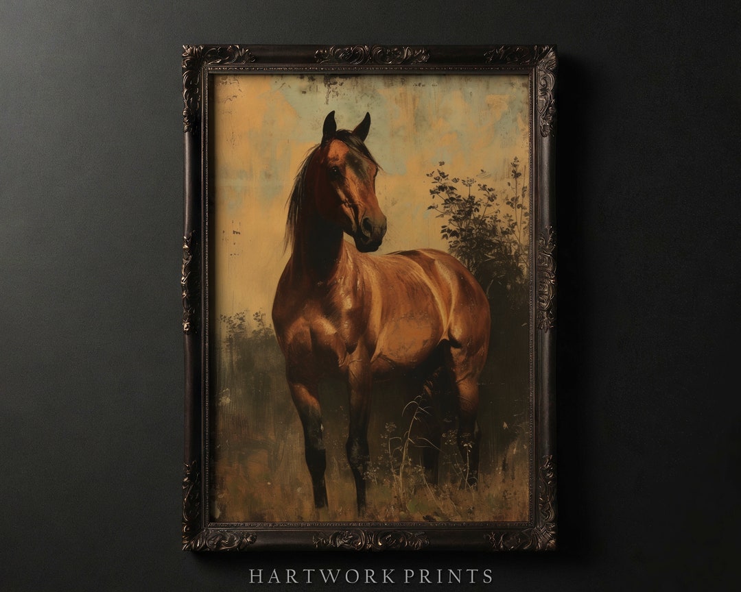 Mustang | Printable Dark Academia Wall Art, Vintage Dark Cottagecore ...
