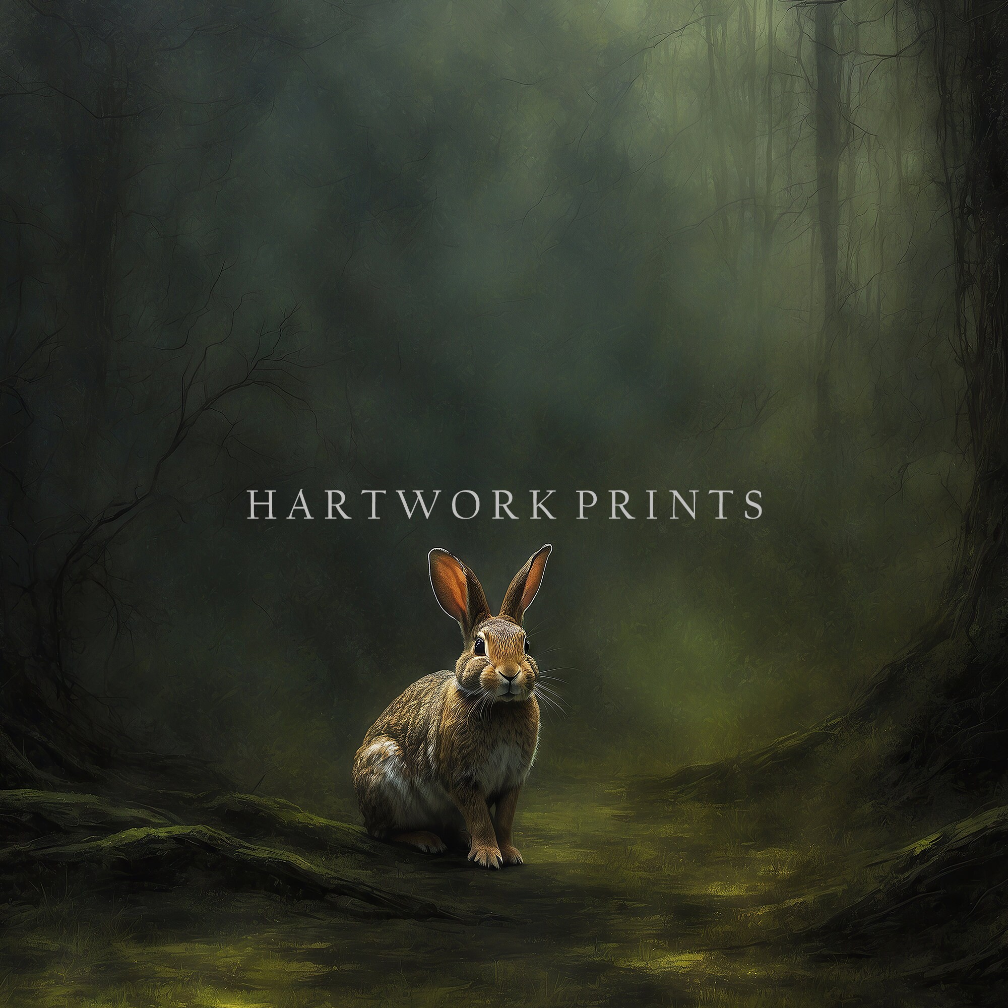 Wild Rabbit Printable Dark Academia Wall Art, Woodland Rabbit Oil ...