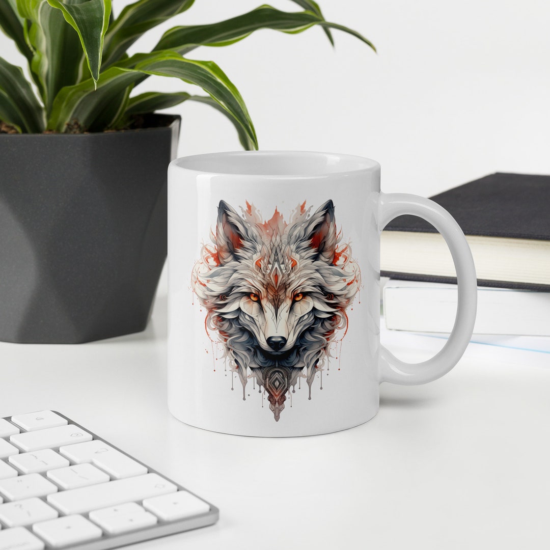 White Glossy Mug Wolf Be Art Infinity Wolf Lovers Gift Gift for Dad ...