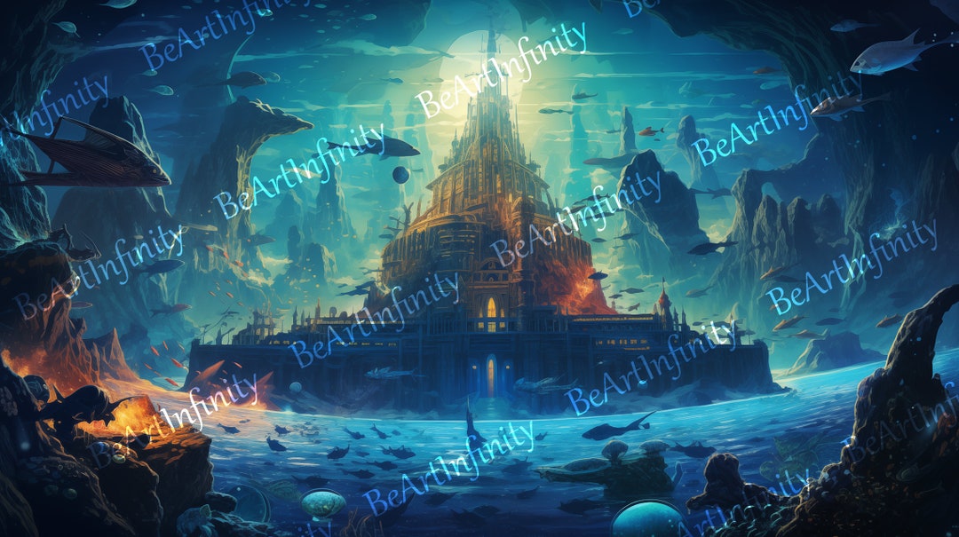 Atlantis Sea Art With Fish, Digital Download. Perfect Gift for the Sea ...