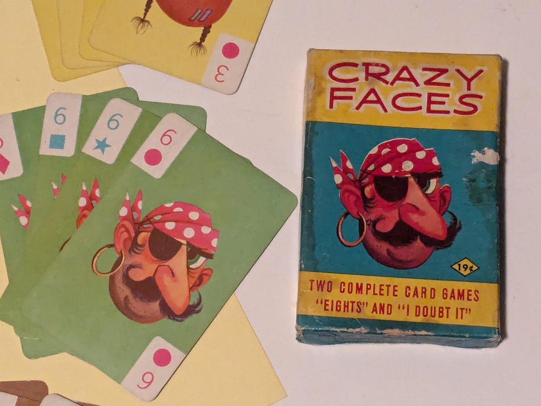 Crazy Faces Card Game Made by E. E. Fairchild Corp Rochester, NY No ...