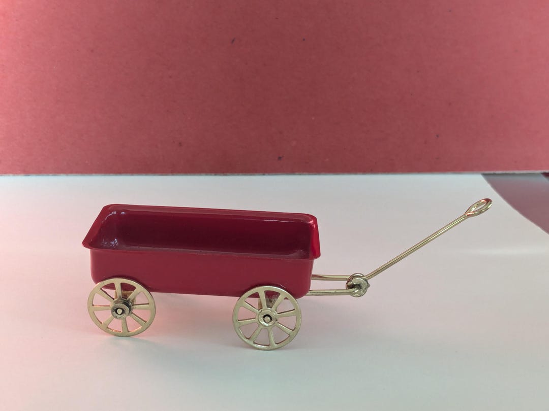 Vintage Miniature Red Wagon With Moving Brass Wheels for Decoration ...