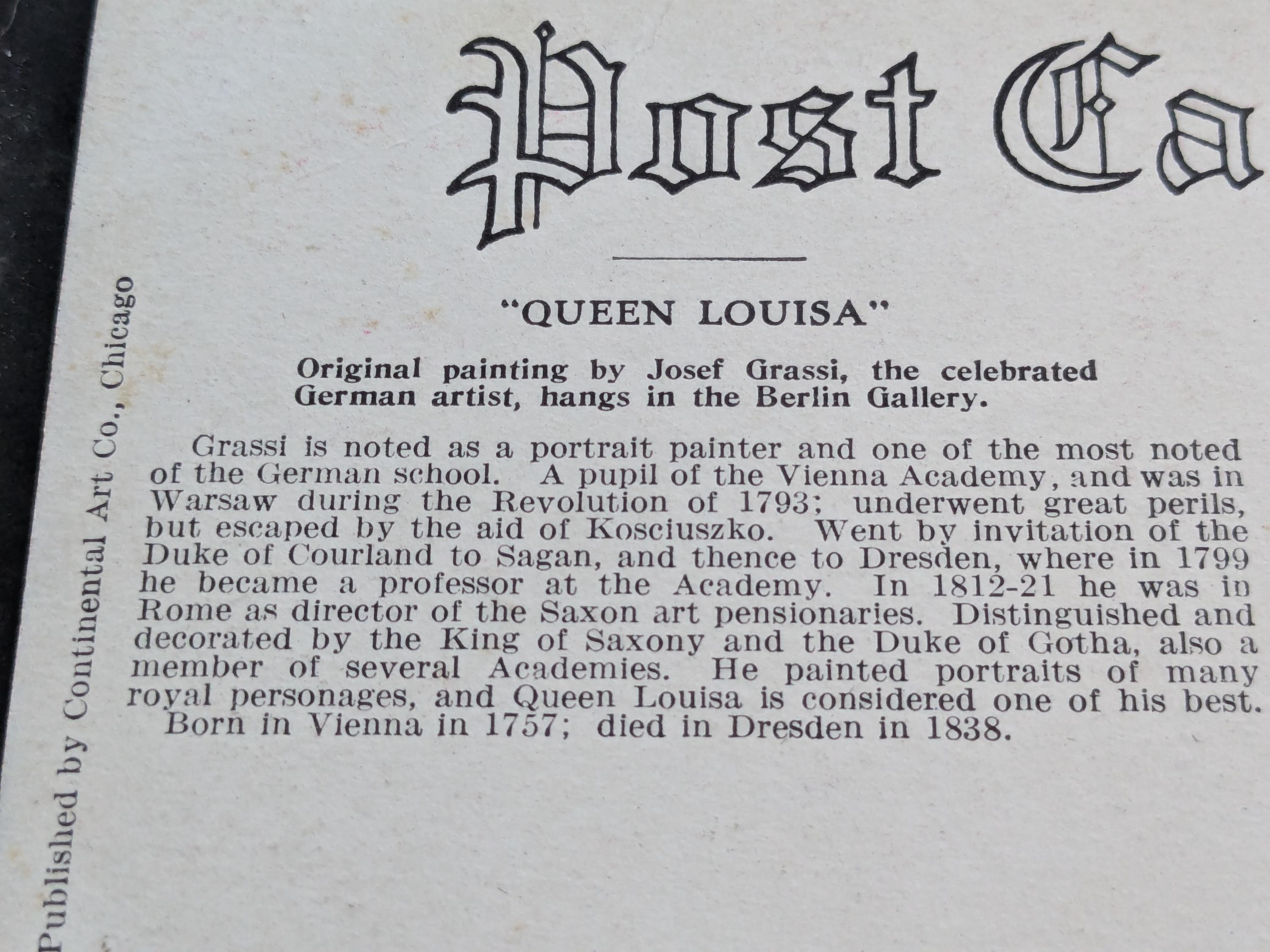 Queen Louisa 1890s Unused Collector Post Card for Scrapbook, Collection ...