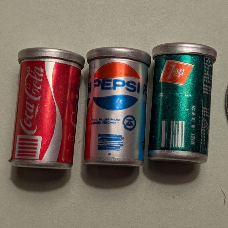 Miniature Aluminum 7-up, Pepsi and Coke Cans Dollhouse Miniatures or ...