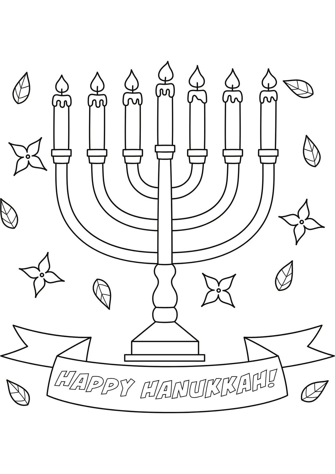 Hanukkah Coloring Pages PDF Printable, Jewish Festival of Lights ...