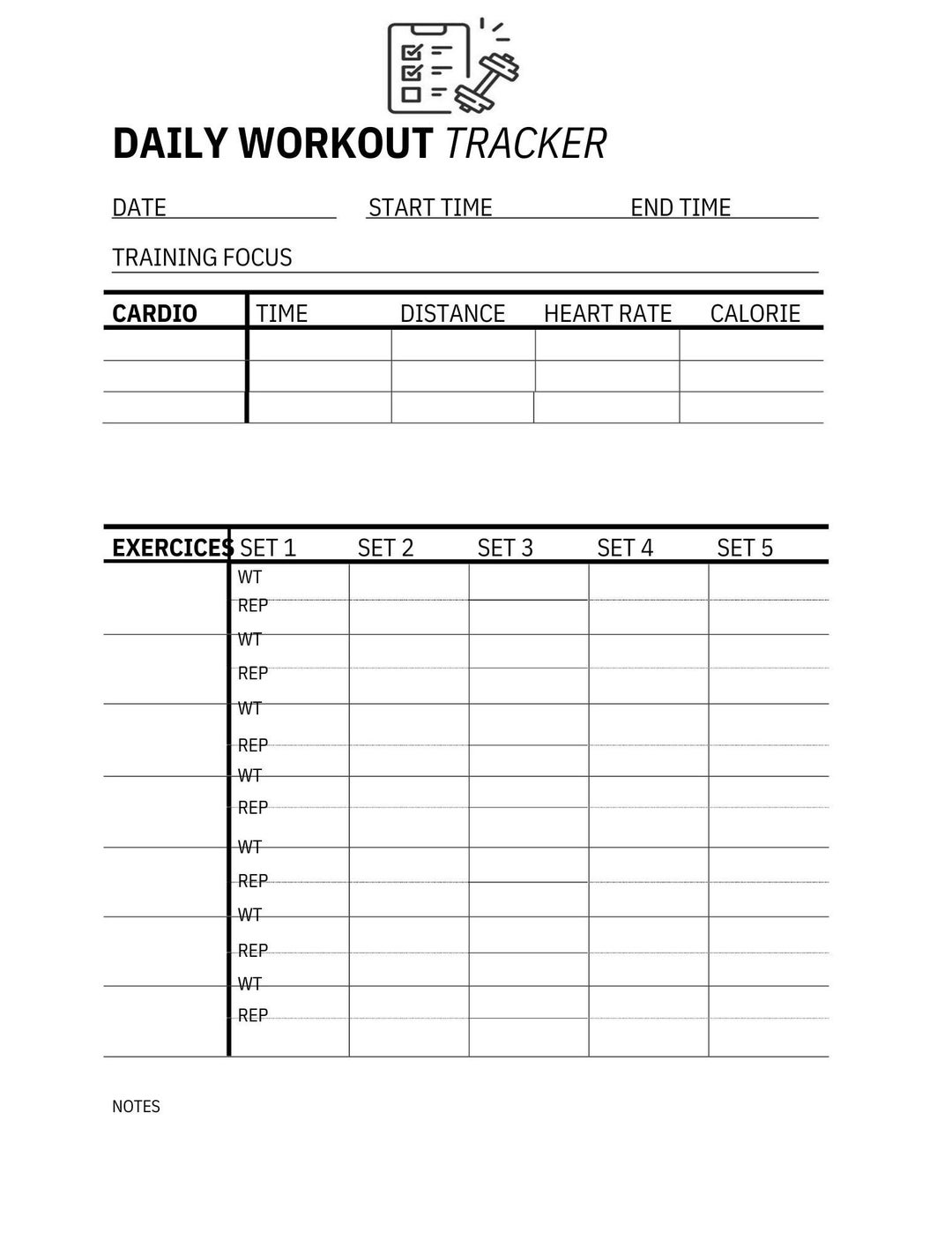Fitness Exercises Log: Gym Workout Planner (PDF) - Etsy