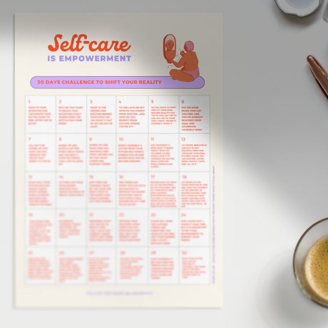 30 Days Self Care Empowerment Challenges to Shift Your Life, Psychology Digital Download to ...