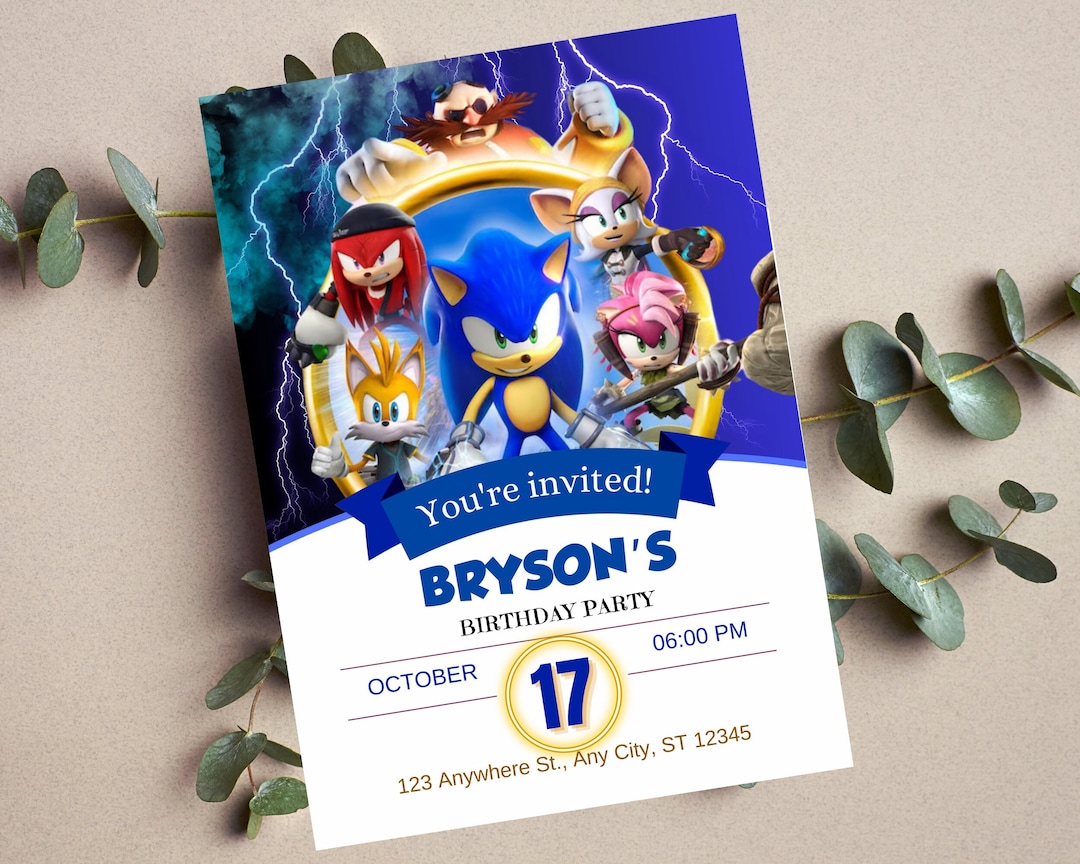 Editable Printable Sonic Birthday Invitation Card Template for Boys ...