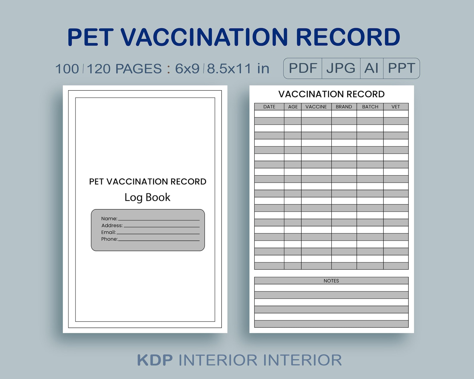 Pet Vaccination Record, Puppy Health Tracker, Printable Pet Vaccination ...
