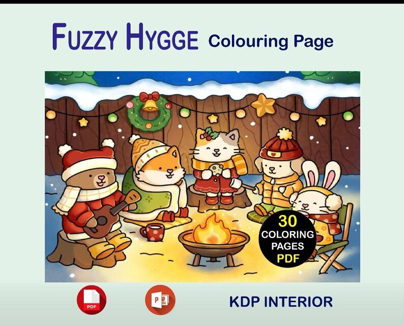 Fuzzy Hygge Animals Coloring Pages for Adults & Teens (PDF) - Etsy
