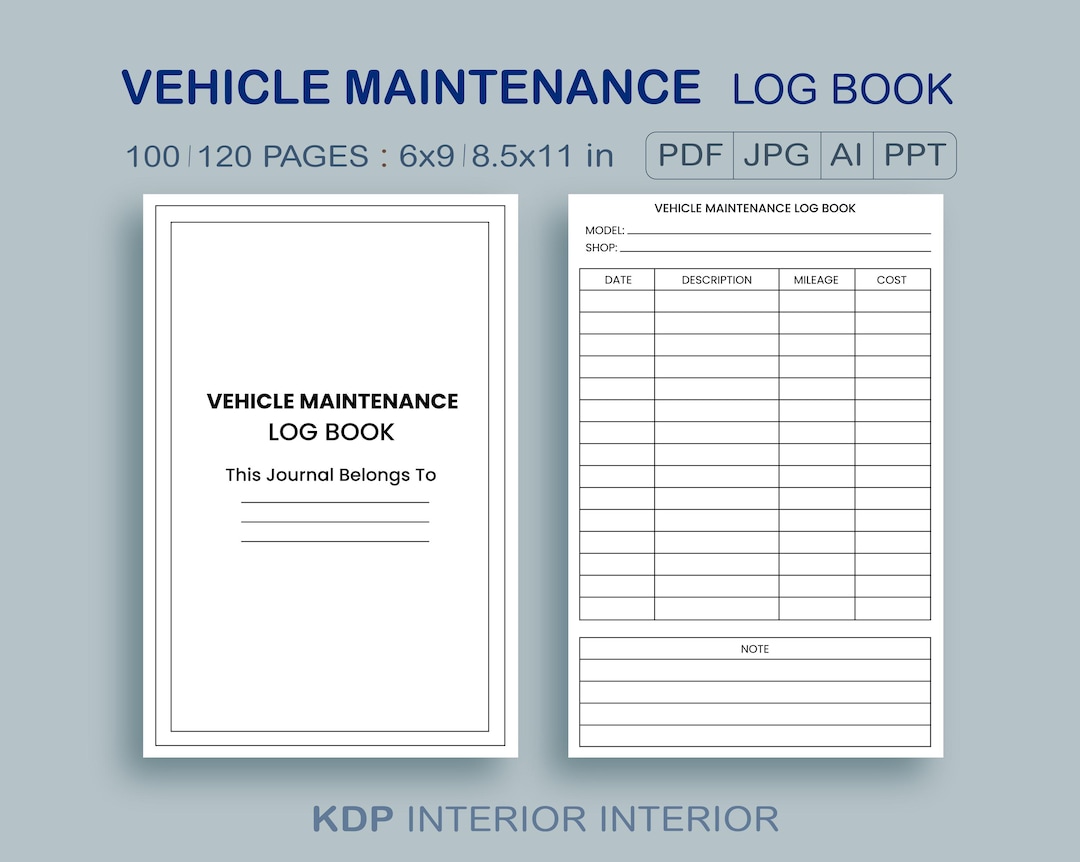 Vehicle Maintenance Log Book: Service Tracker (PDF) - Etsy