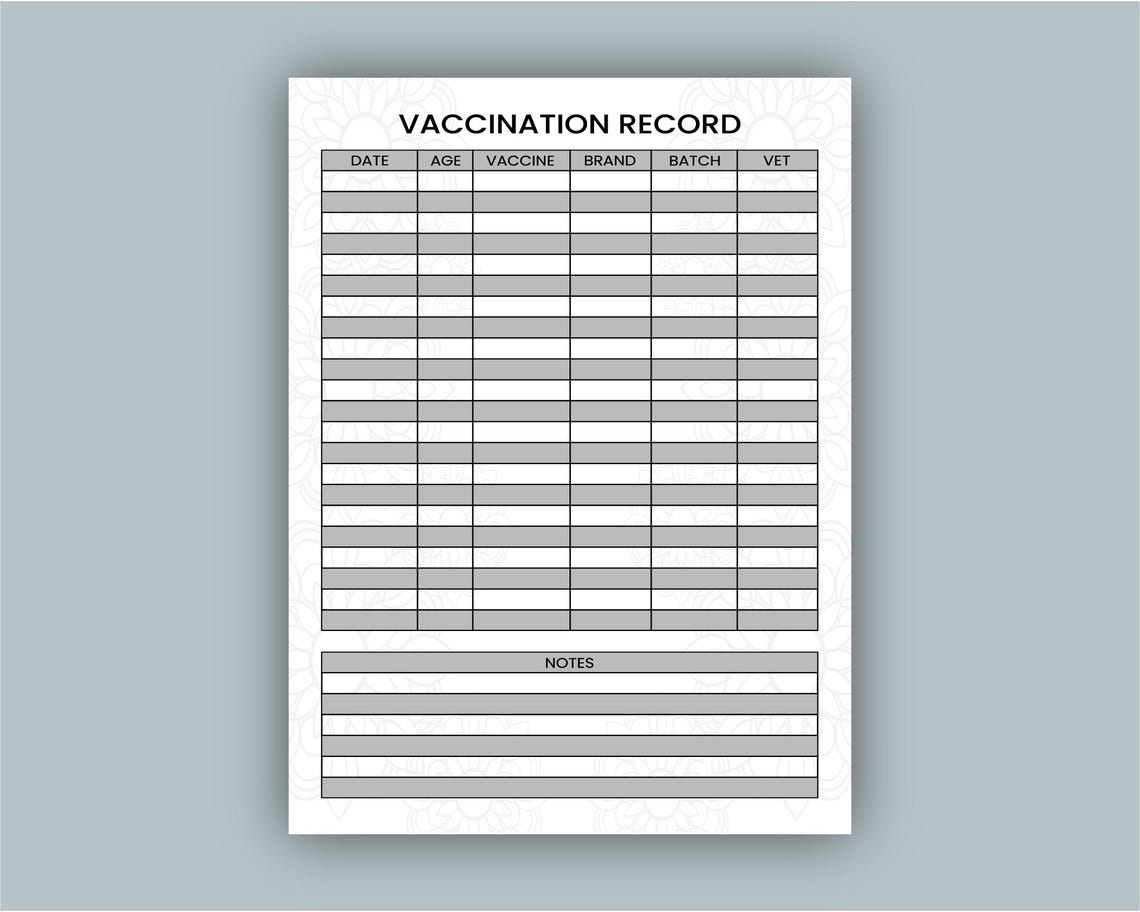 Printable Pet Vaccination Record: Puppy & Cat Health Tracker (PDF) - Etsy