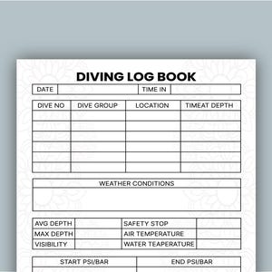 Diving Log Book, Dive Log Book Journal for Scuba Divers, Ocean Travel ...