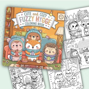 Fuzzy Hygge Cute and Cozy Coloring Pages, Cozy Hygge Autumn Scenes ...