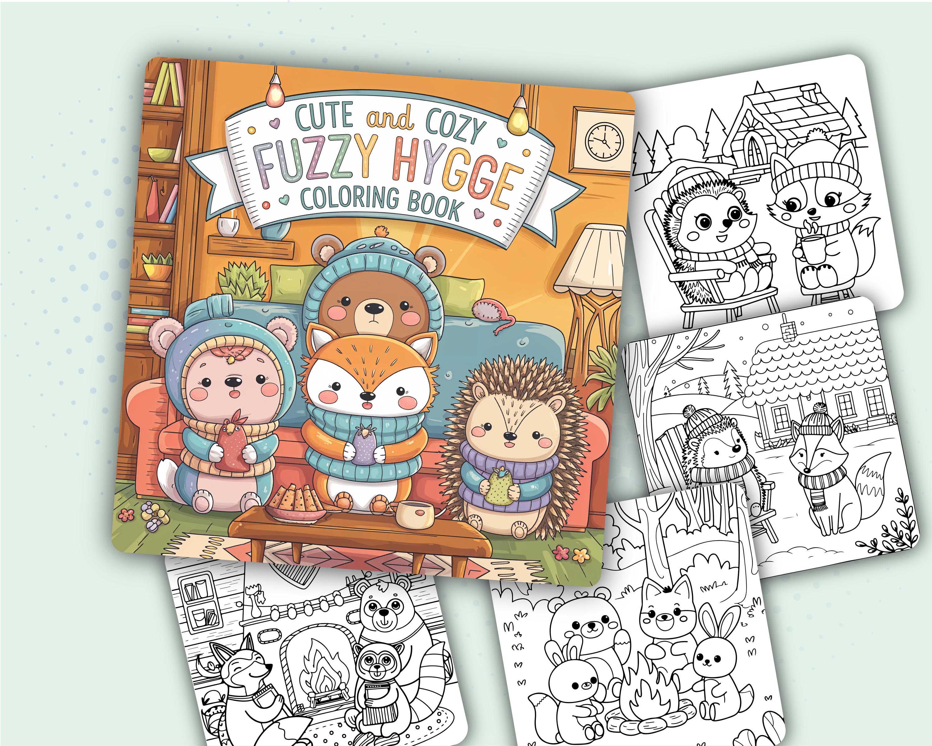 Fuzzy Hygge Cute and Cozy Coloring Pages, Cozy Hygge Autumn Scenes ...