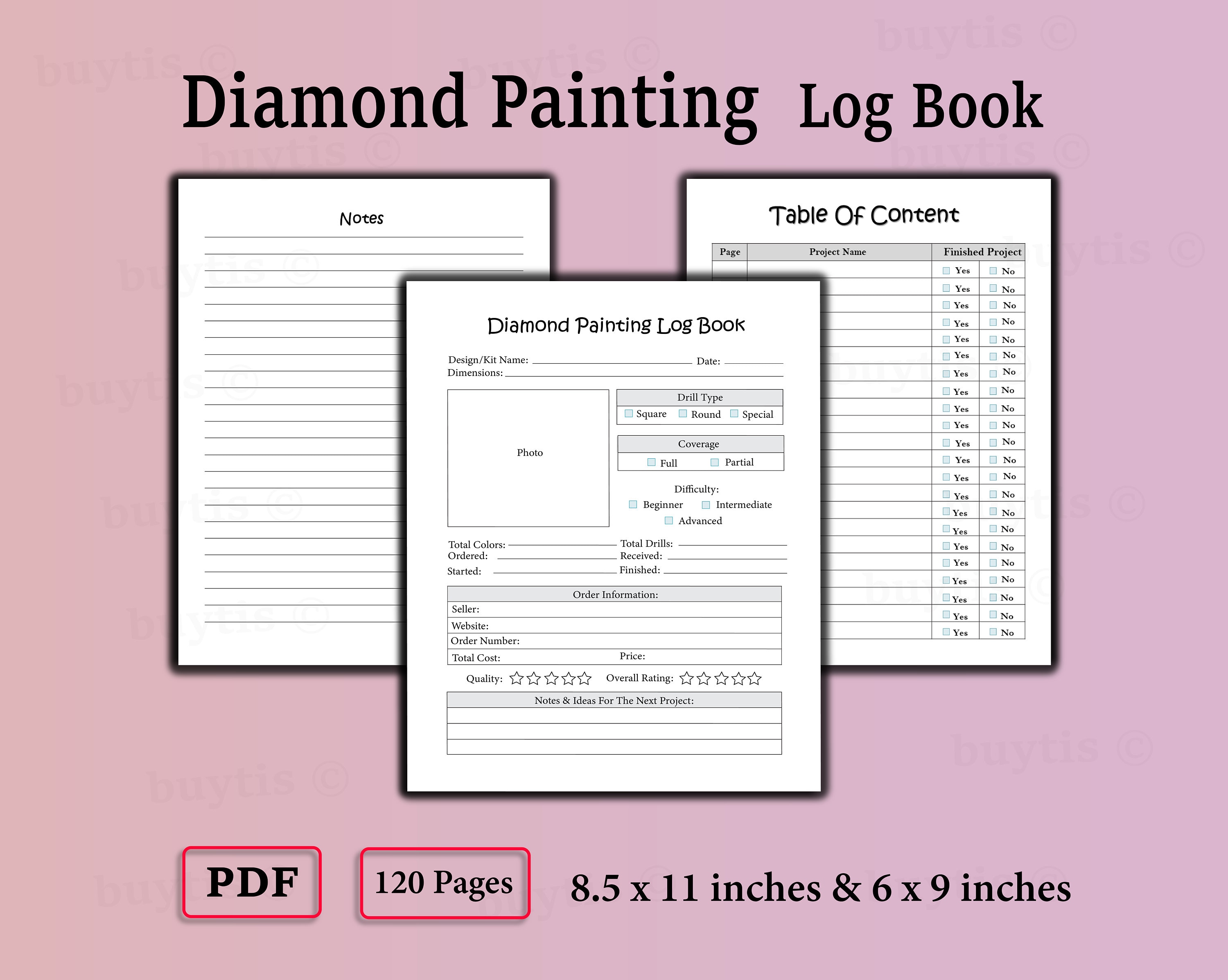 Diamond Painting Log Book, Diamond Painting Journal, Diamond Painting ...