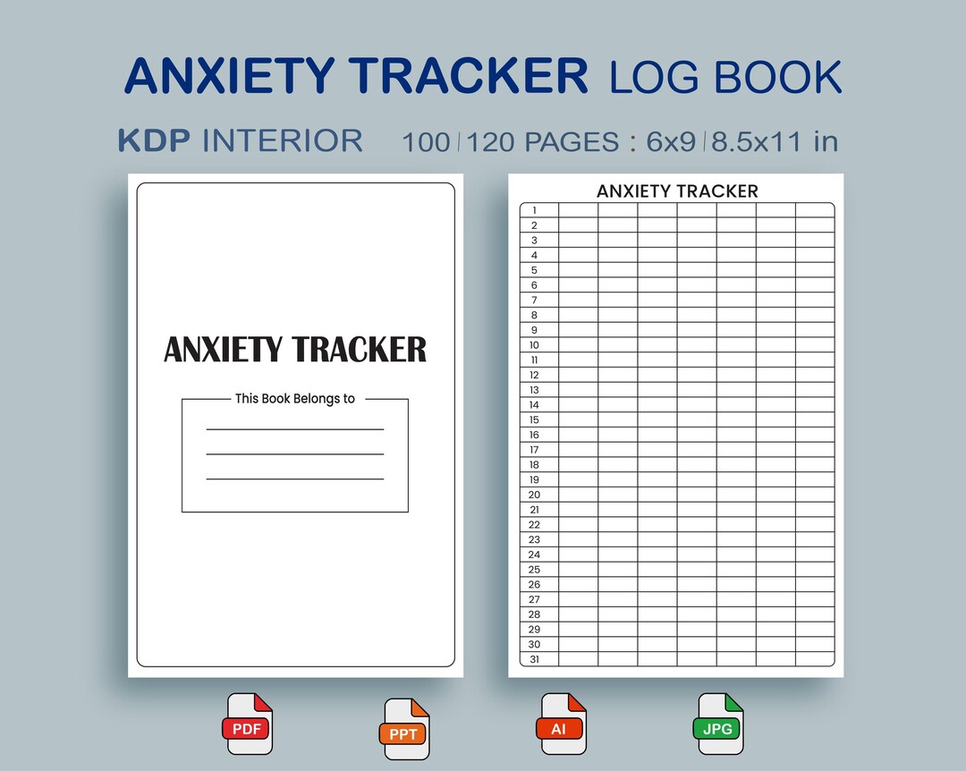 Anxiety Tracker Log Book | KDP Interior | Worksheet, Anxiety Symptoms ...
