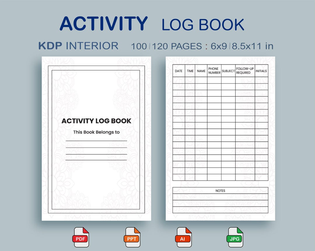Activity Log Book | Activity Tracker, Daily Activities, Printable Activity Log, Editable ...
