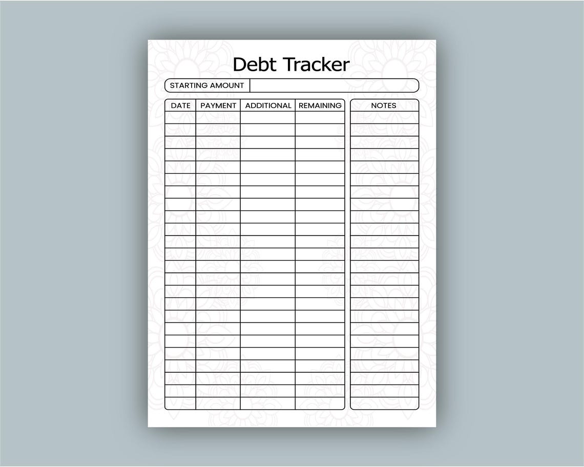 Debt Tracker Log Book: Payment, Bill & Credit Card Tracker (PDF) - Etsy